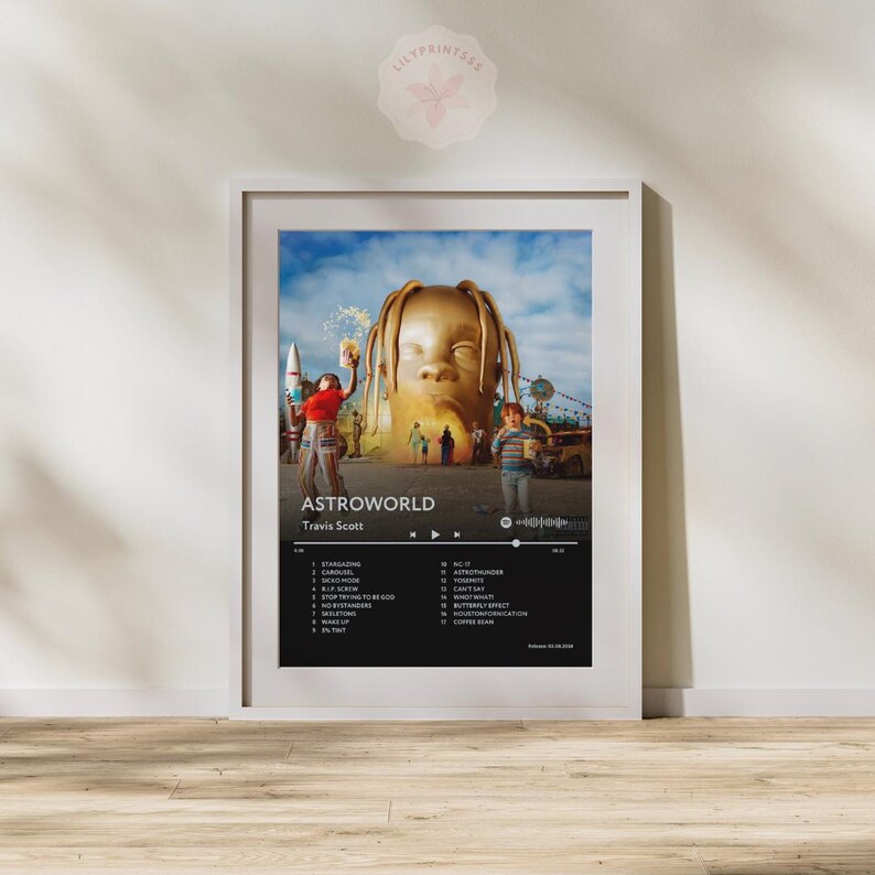 ASTROWORLD Travis Scott Album Cover Poster – Aesthetic Music Wall Art, Minimalistic Poster Music ...