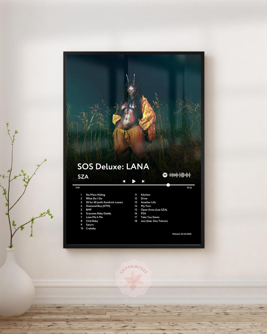 SZA SOS LANA Album Cover Poster – Aesthetic Music Wall Art ...