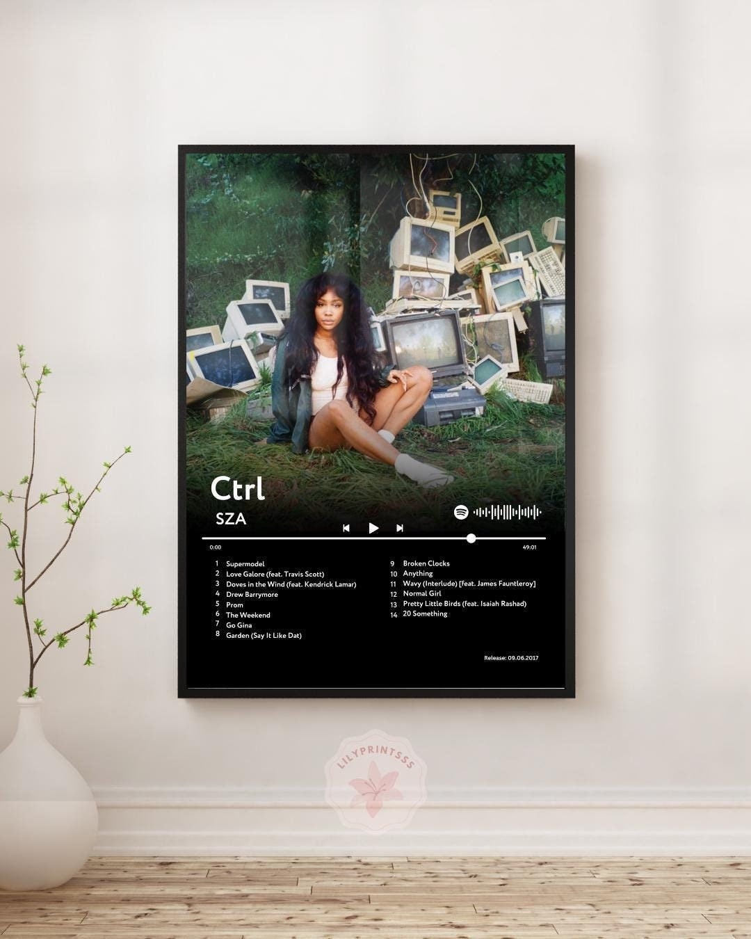 SZA Ctrl Album Cover Poster – Aesthetic Music Wall Art, Minimalistic Poster Music, Digital ...