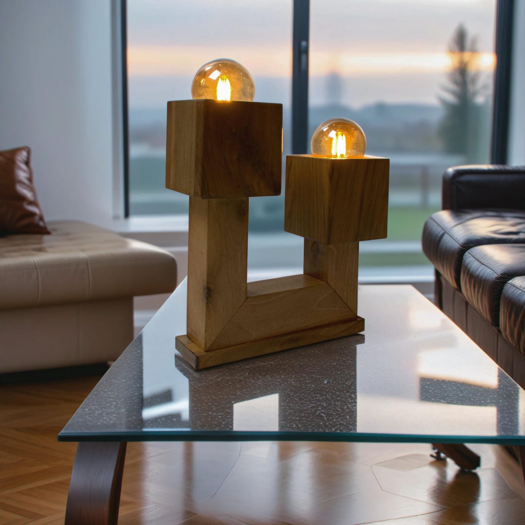 Walnut Wood Table Lamp,, Bedroom Decor Lamp, Home Decor, Handcrafted ...