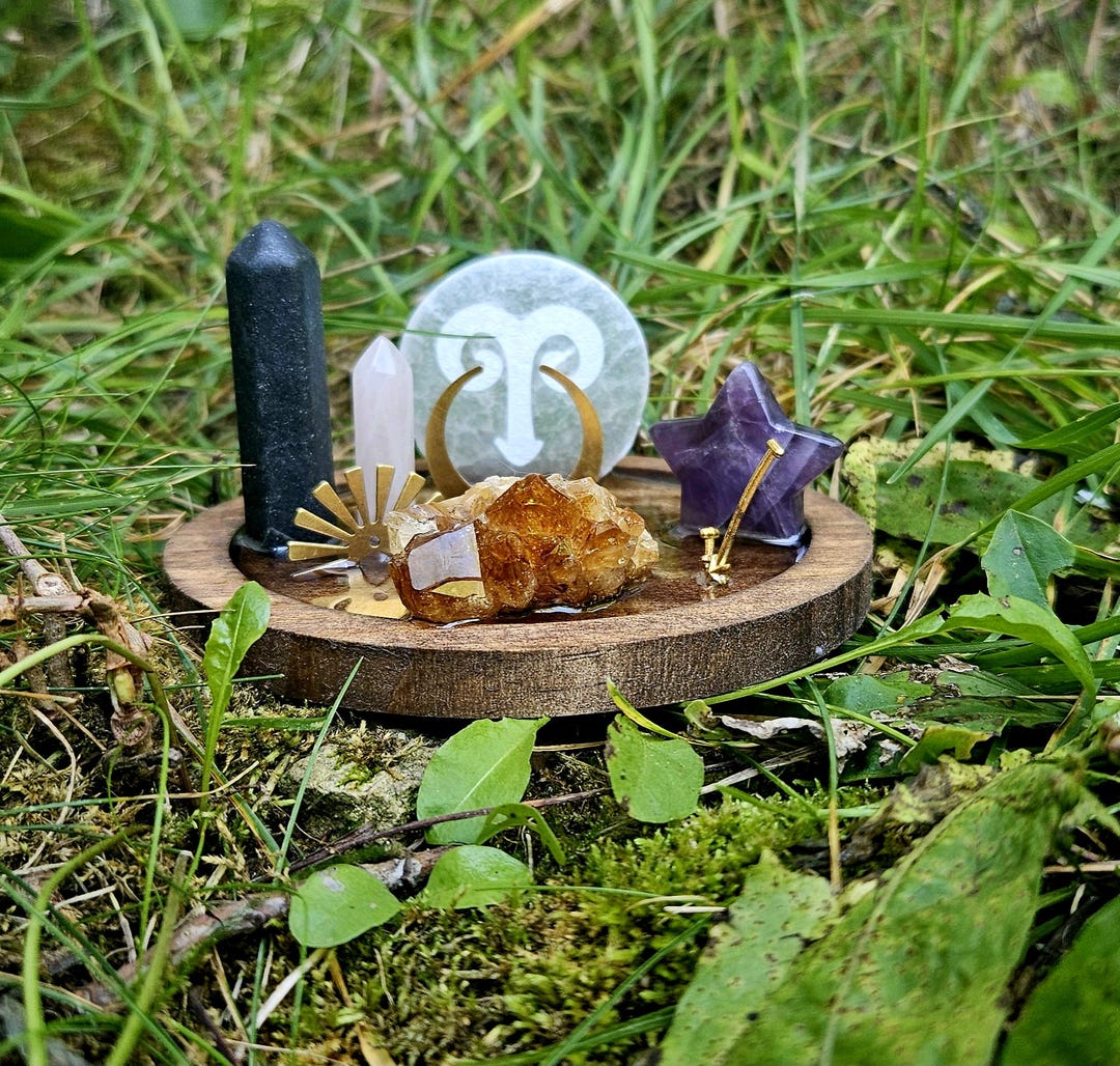Aries Zodiac Crystal Display, Altar Decor, Astrology Gift - Etsy