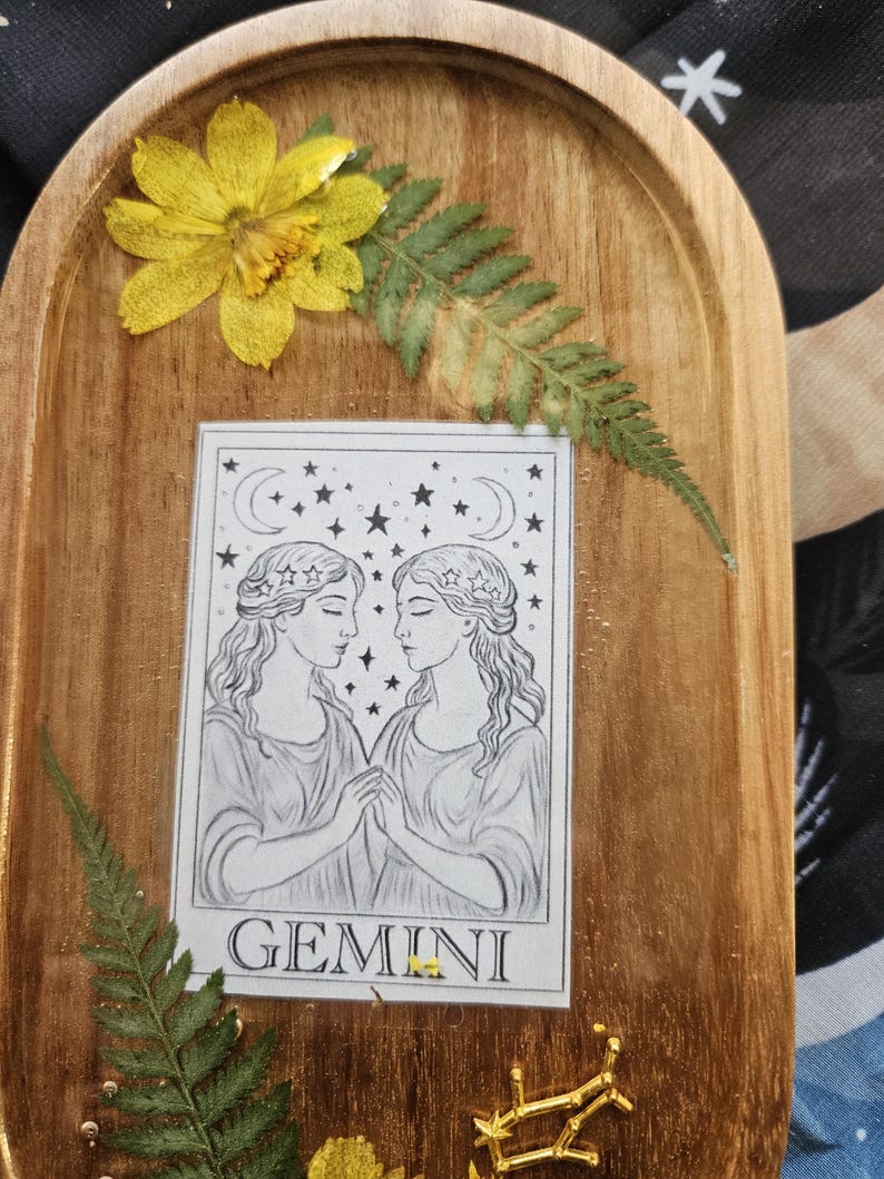 Gemini Zodiac Trinket Tray, Hand-drawn Original Artwork. Astrology Gift ...