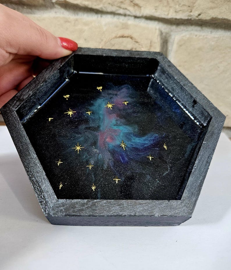 Hexagon Gemini Constellation Wall Hanging - Shimmer Stars Galaxy Art ...
