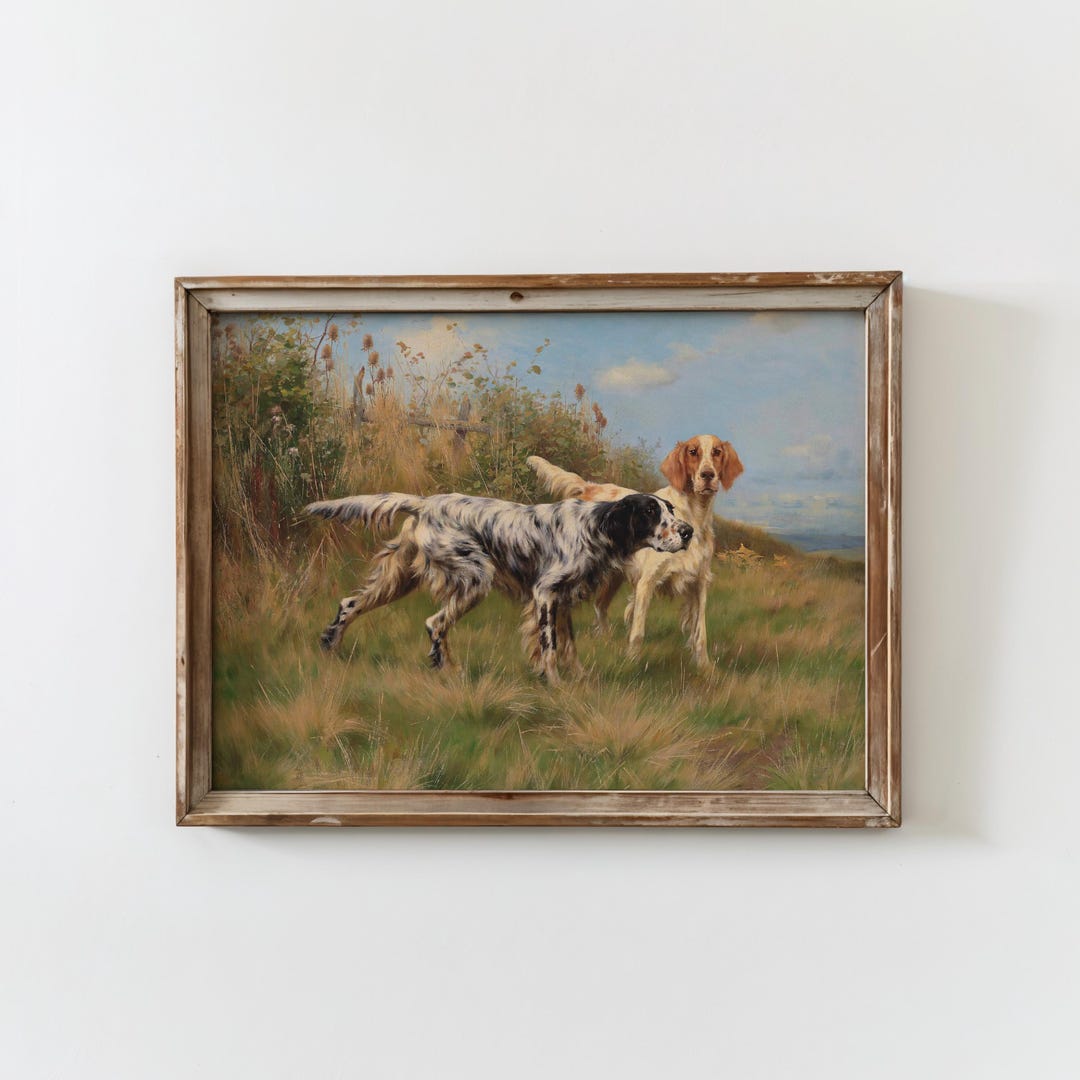 PRINTED Vintage Rustic Dogs Wall Art Farmhouse Dog Print Cabin Decor ...