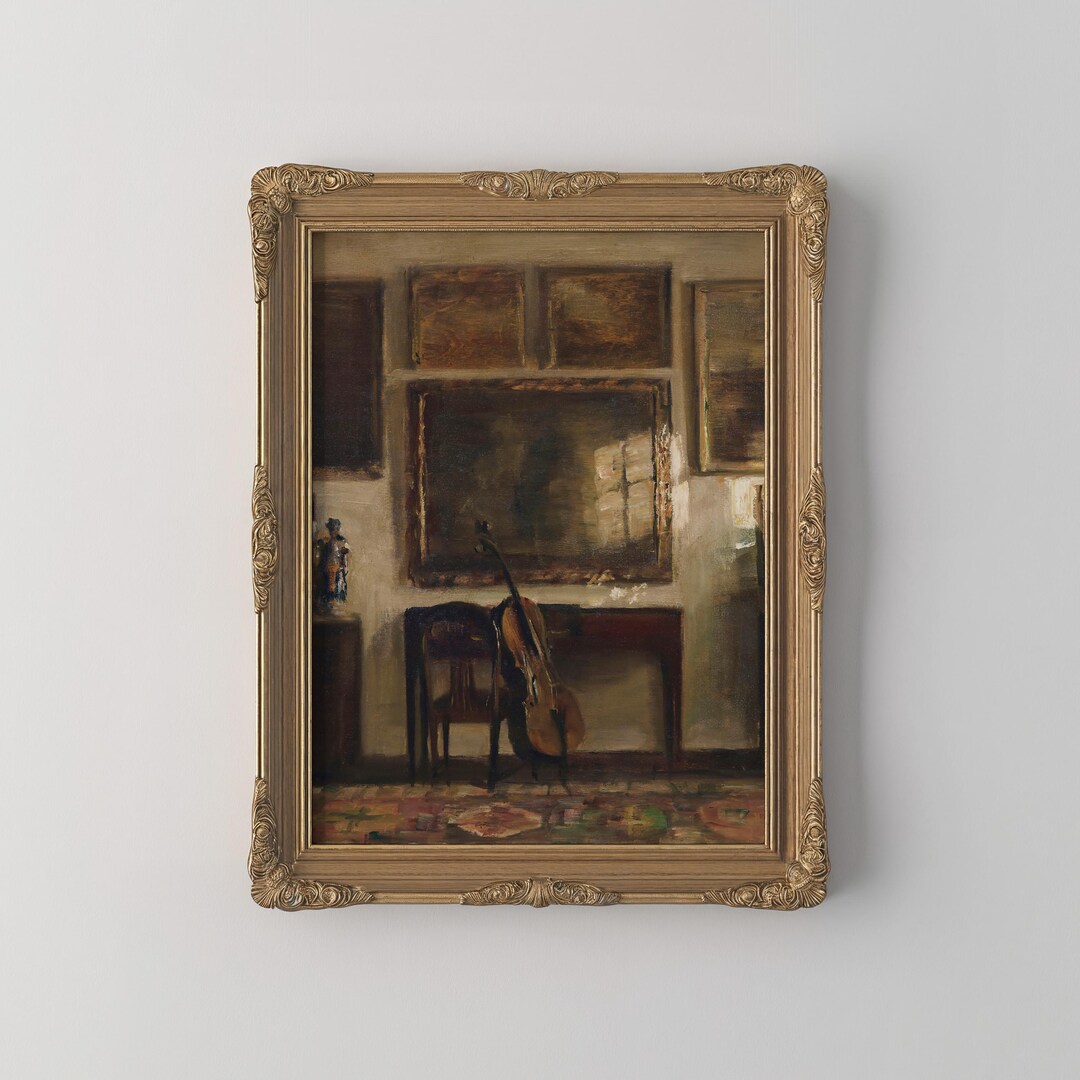 Vintage Music Wall Art Violin Interior Painting Antique Still Life ...