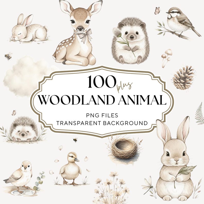Boho Woodland Baby Clipart Bundle PNG | Neutral Pregnancy & Nursery ...