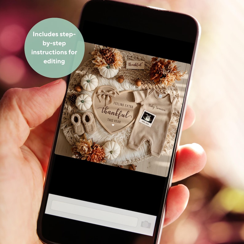 Thanksgiving Pregnancy Announcement, Neutral Fall Baby Reveal, Digital ...