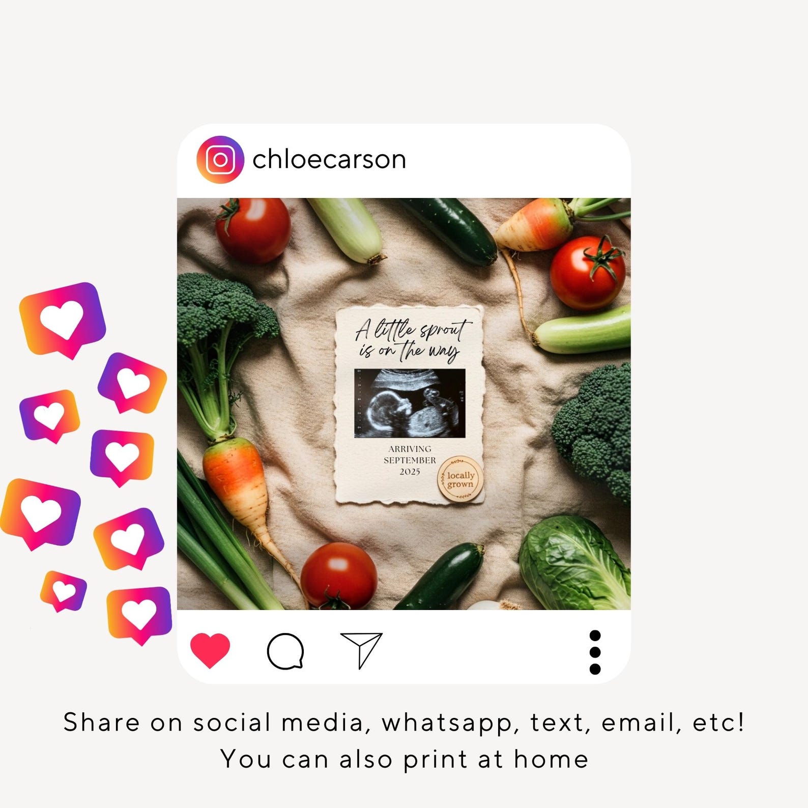 Gender Neutral Farm Pregnancy Announcement, Vegetable Social Media ...