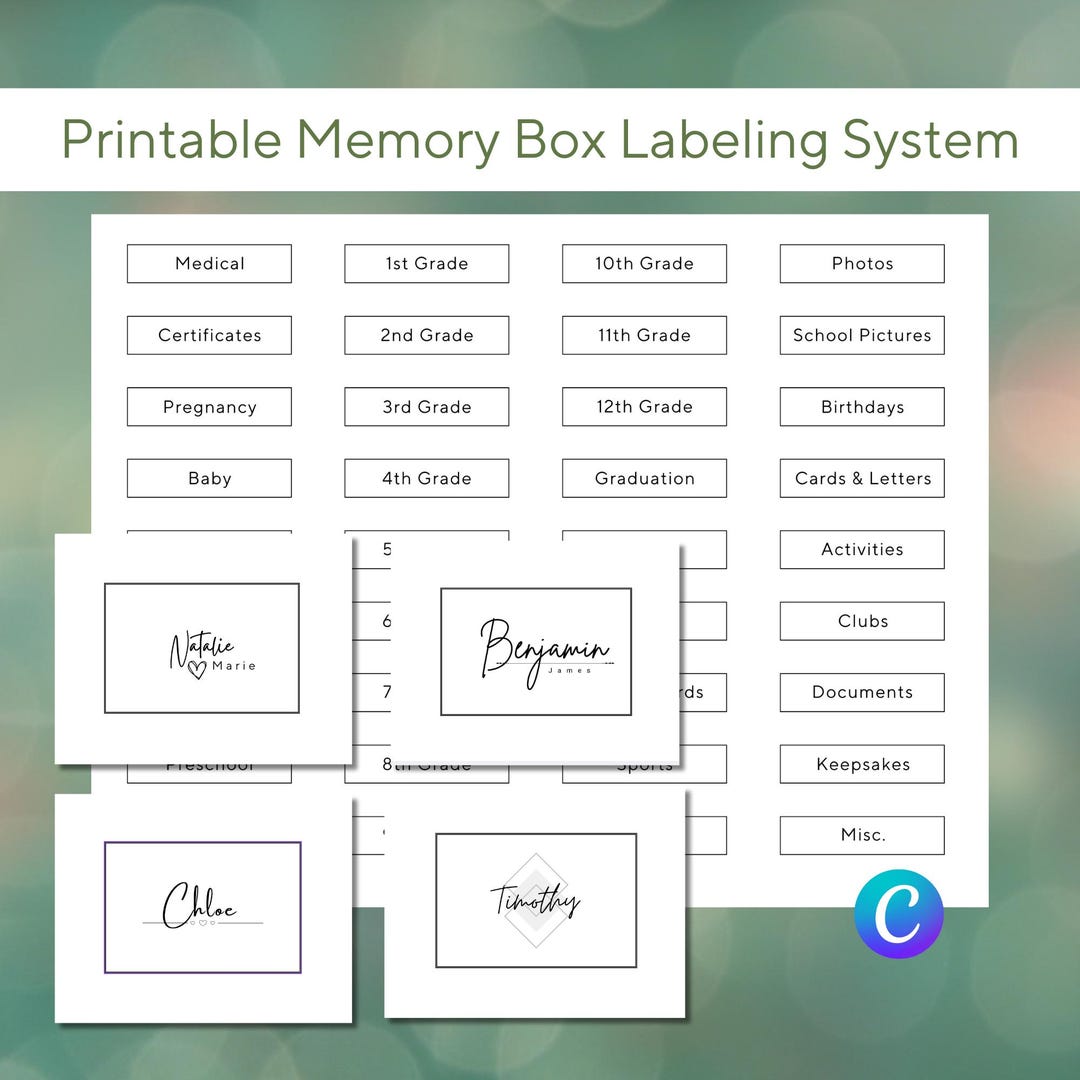 Milestone Box Folder Labels, Memory Box Printable, DIY Child Memory Box ...