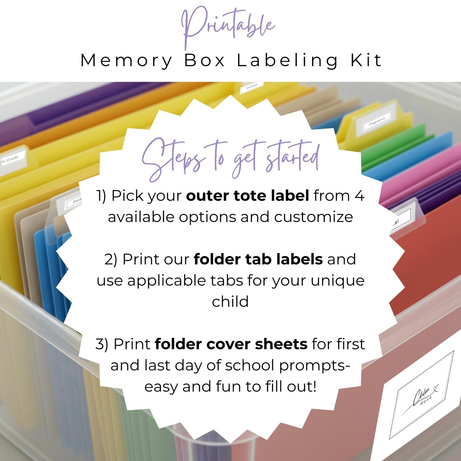 Child Memory Box Labels Canva Editable | Milestone Keepsake Folder Kit ...