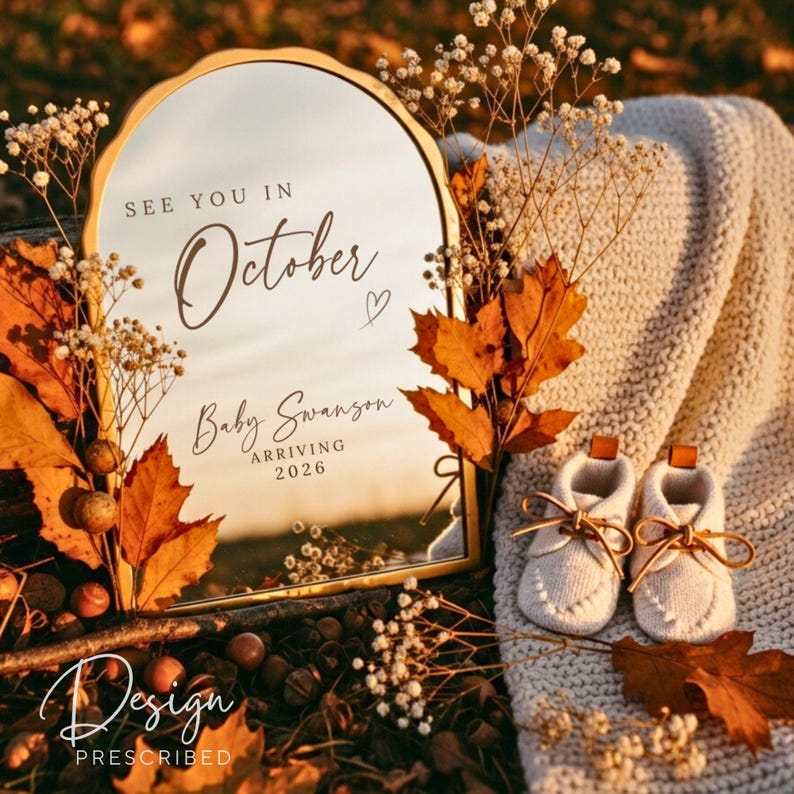 Pregnancy Announcement October Baby, Digital Gender Neutral Social ...