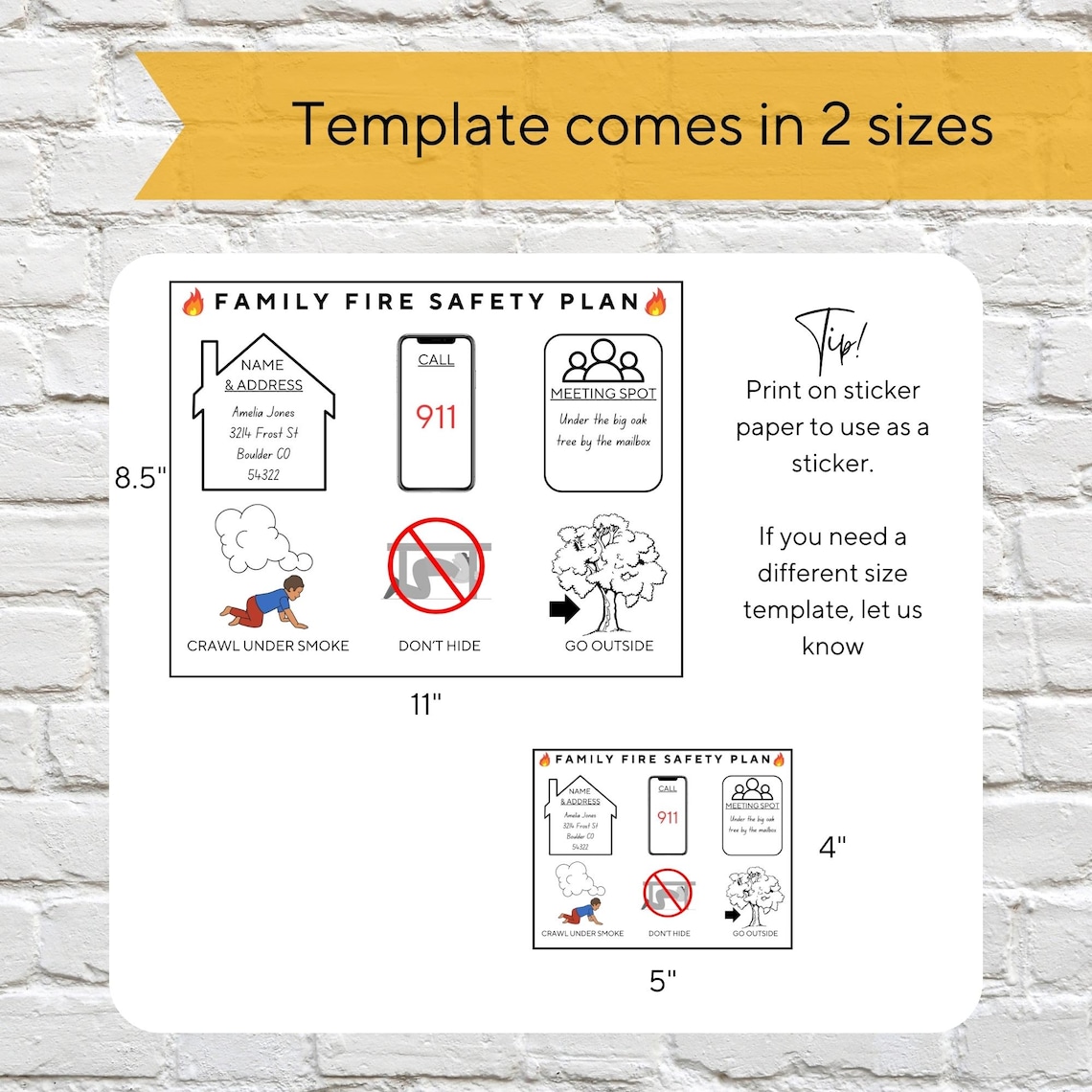 Custom Fire Safety Plan Printable for Kids, Family Fire Evacuation Plan ...