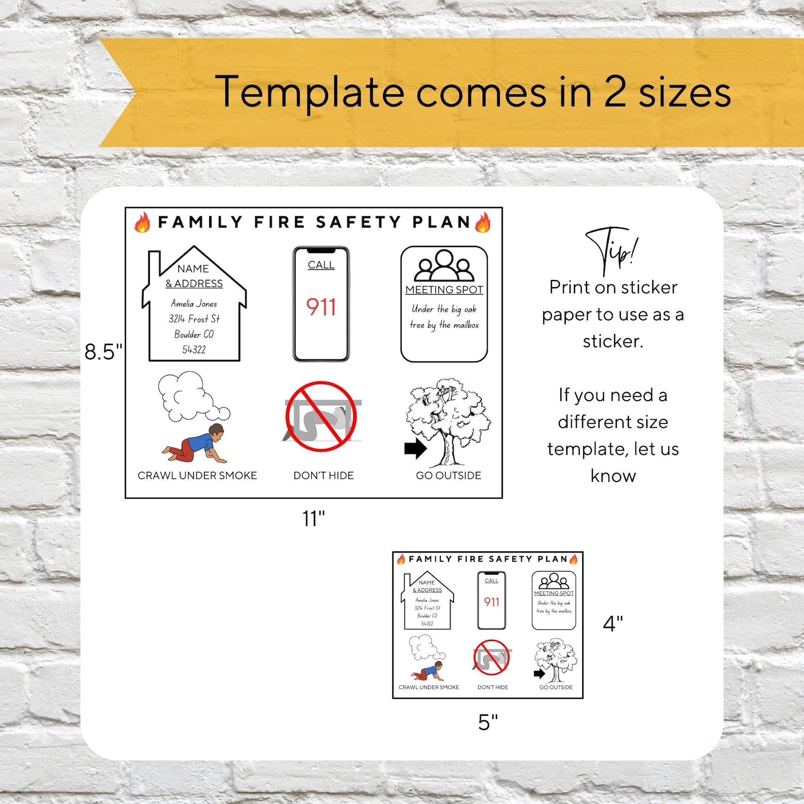 Custom Fire Safety Plan Printable for Kids, Family Fire Evacuation Plan ...