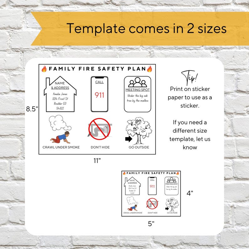 Custom Fire Safety Plan Printable for Kids, Family Fire Evacuation Plan ...