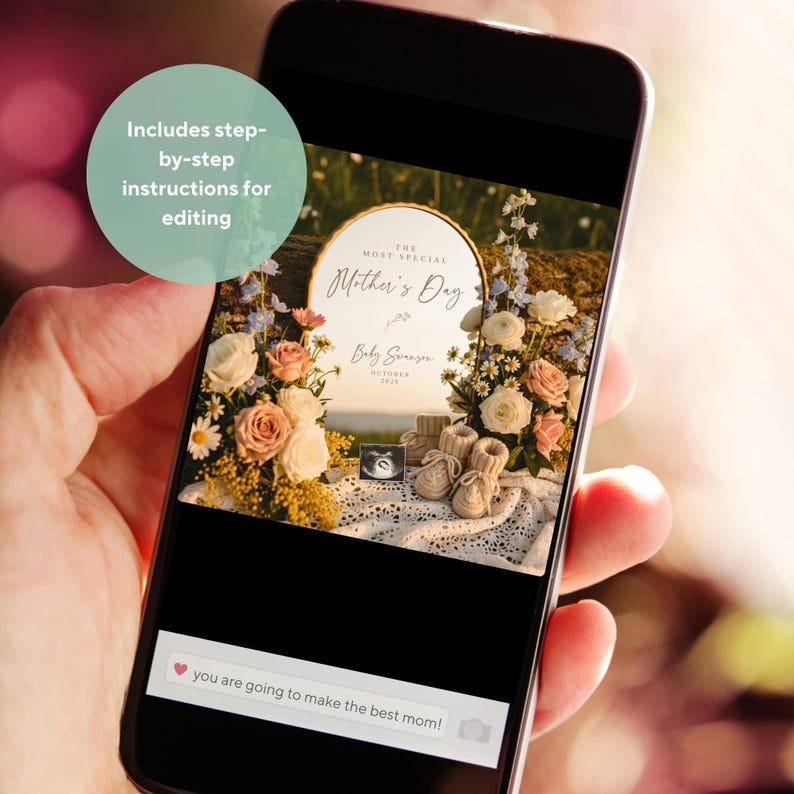 Mothers Day Pregnancy Announcement Digital Download, Floral New Baby ...