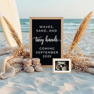 Beach Theme Pregnancy Announcement, Canva Editable Social Media ...