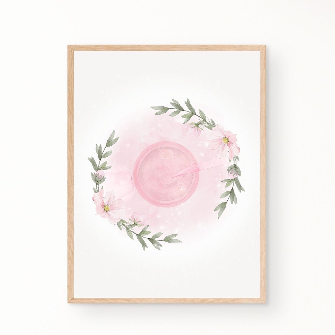 Pink Watercolor IVF Art Print, Floral in Vitro Fertilization, IVF Lab ...