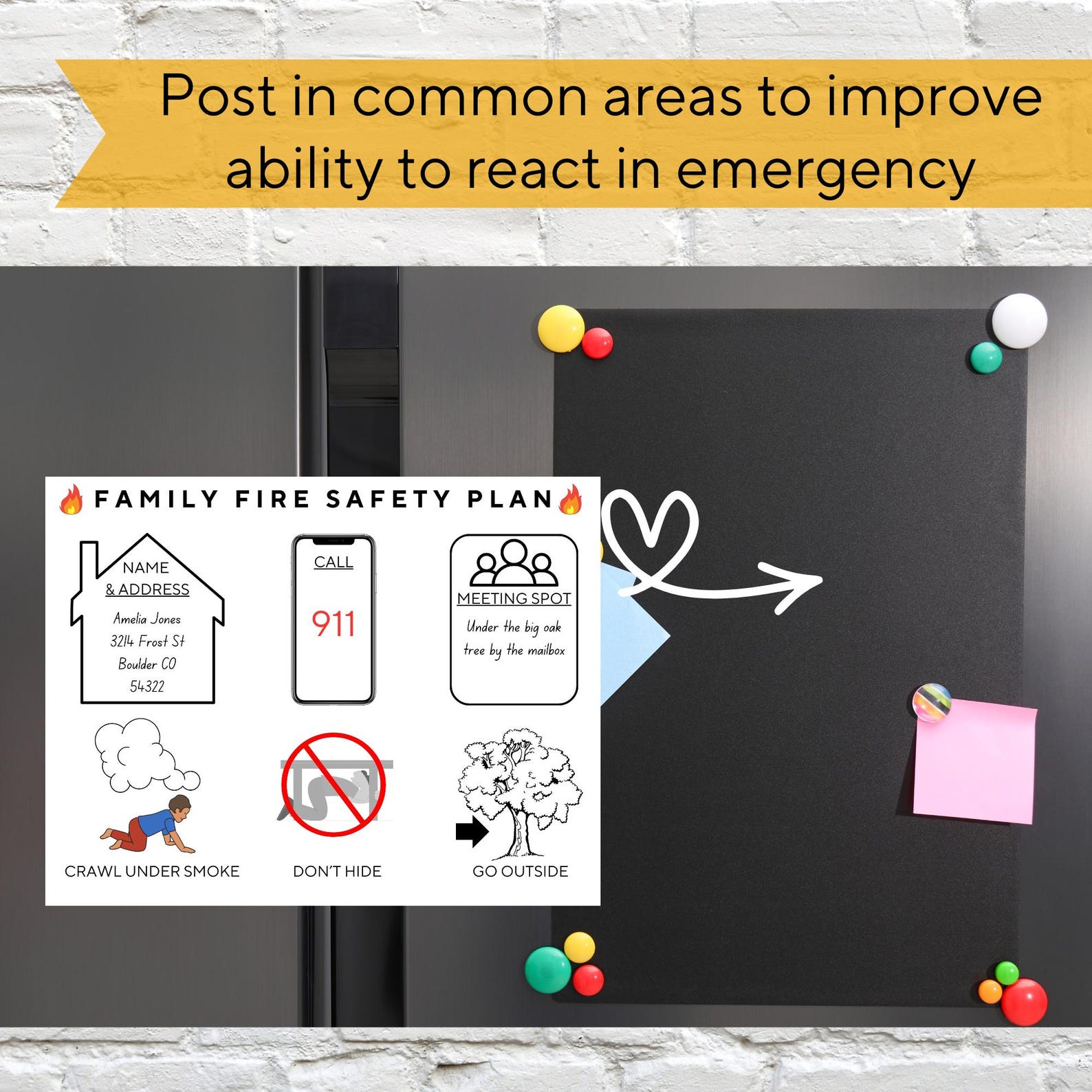 Custom Fire Safety Plan Printable for Kids, Family Fire Evacuation Plan ...