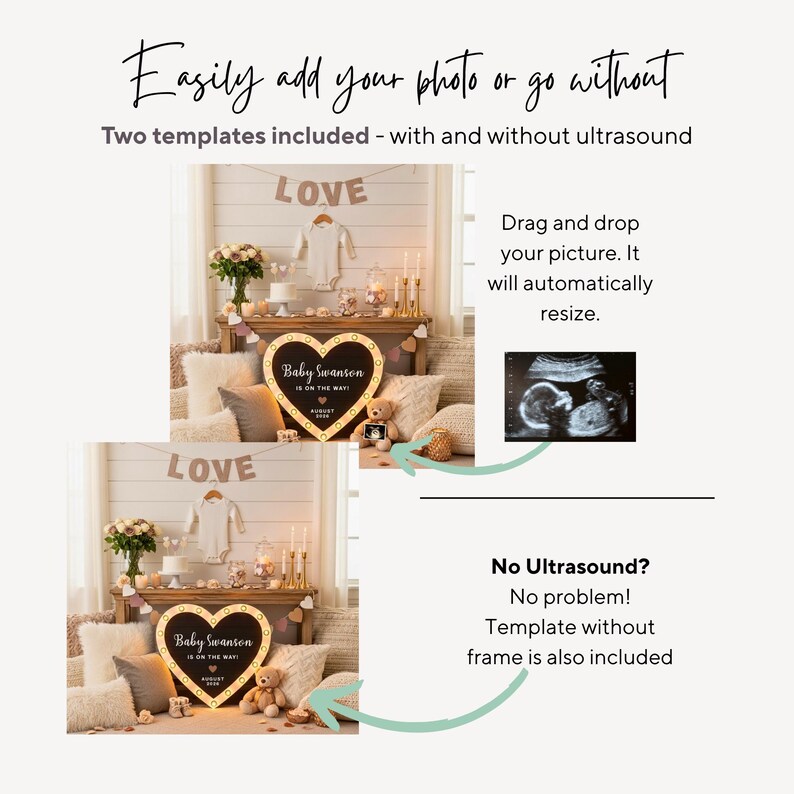 Valentines Day Pregnancy Announcement Digital, Gender Neutral Baby ...