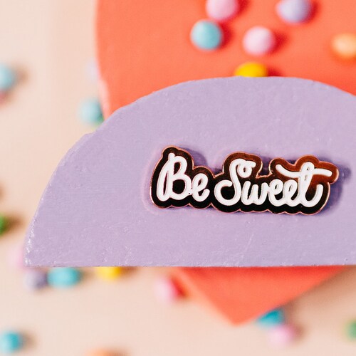 Be Sweet Enamel Pin Rose Gold & Gold - Etsy