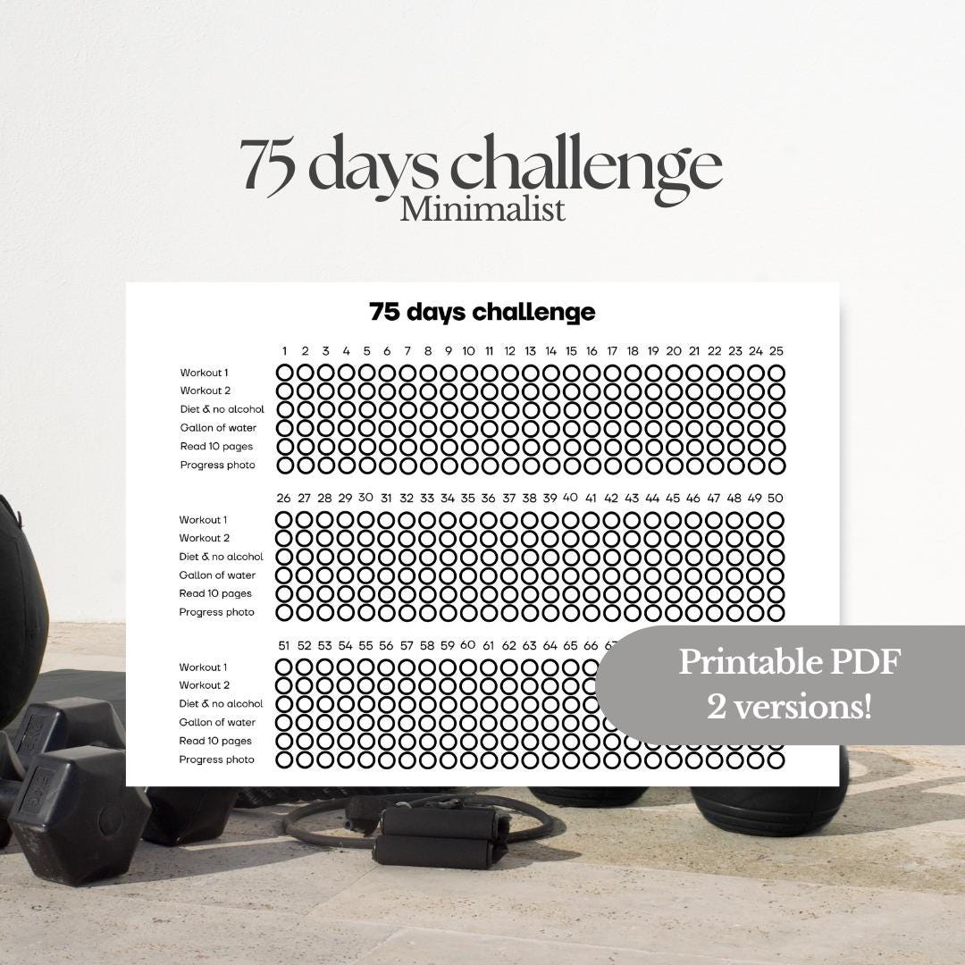 75 Days Challenge Tracker PDF | Voortgang Bijhouden | Persoonlijk ...