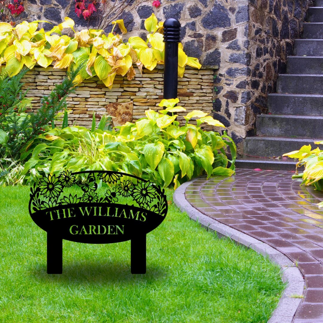 Custom Garden Sign, Metal Flower Stake, Personalized Yard Art, Outdoor ...