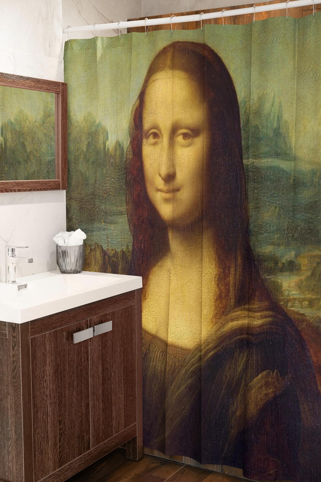 Mona Lisa Shower Curtain, Art Shower Curtains, Bathroom Decoration, Da ...