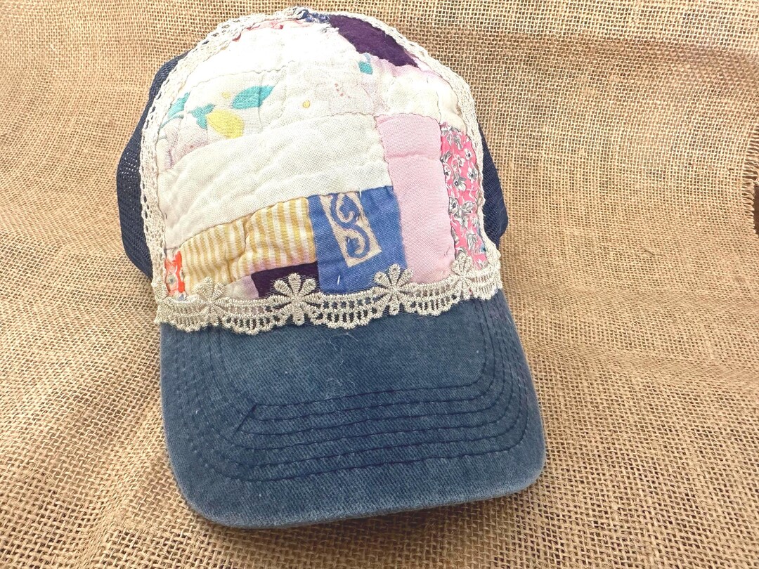 Pastel Upcycled Quilt Baseball Trucker Hat, Vintage Patchwork Hat, Boho ...