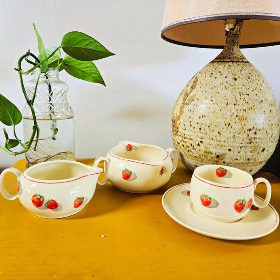 Vintage Cavitt Shaw Strawberry Porcelain Tea Set | 1930s - Etsy