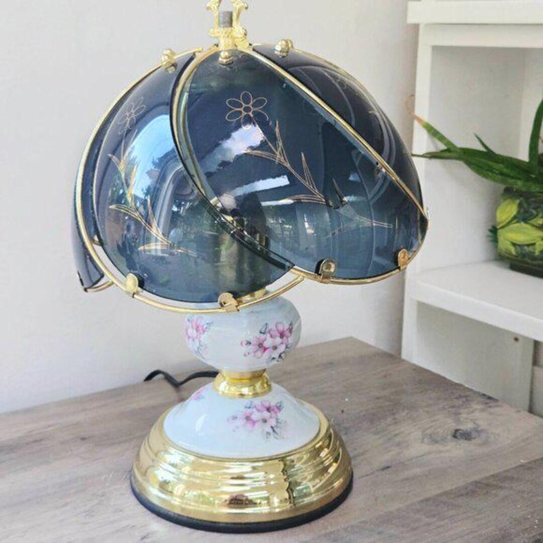 Vintage Smoked Glass Touch Lamp | 1980s - Etsy