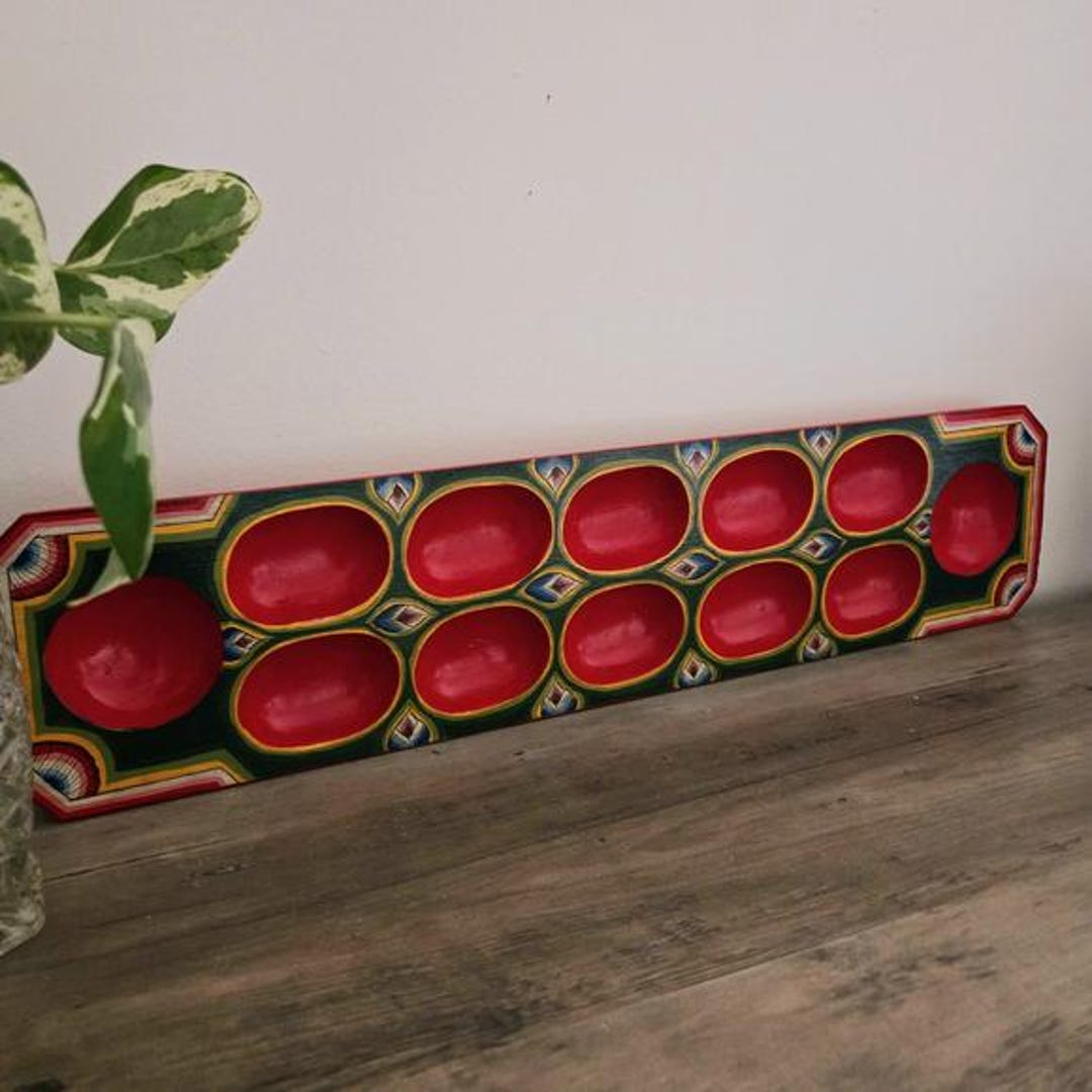 Vintage Hand Painted Wood Mancala Board | 1990s - Etsy