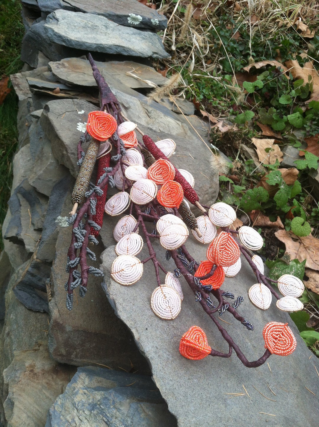 Beaded Cattails Fall Flower Bunch With Wire Stem - Etsy