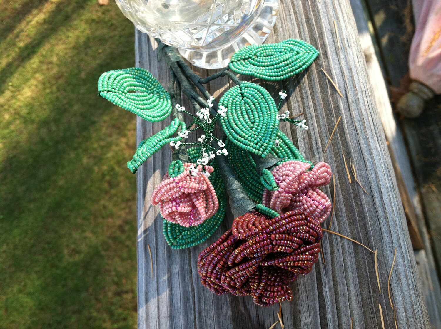 Beaded Red Rose Flower Bunch With Wire Stem - Etsy