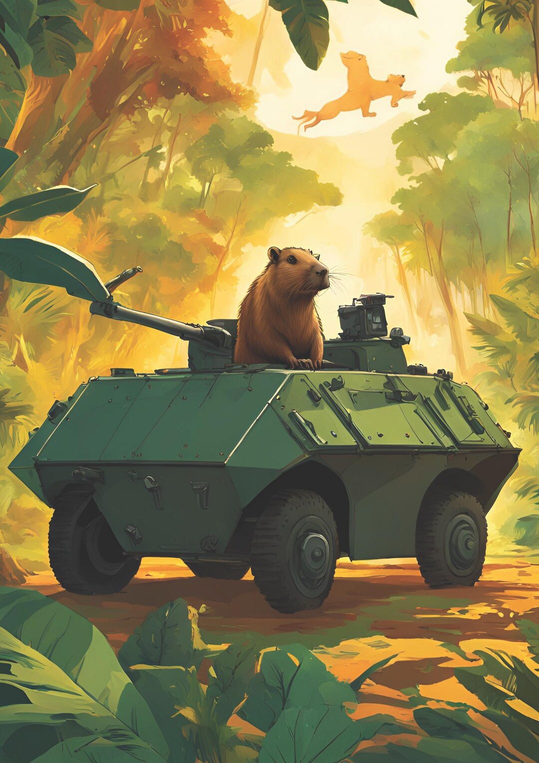 Capybara in a Tank: Jungle Expedition Art Print - Etsy