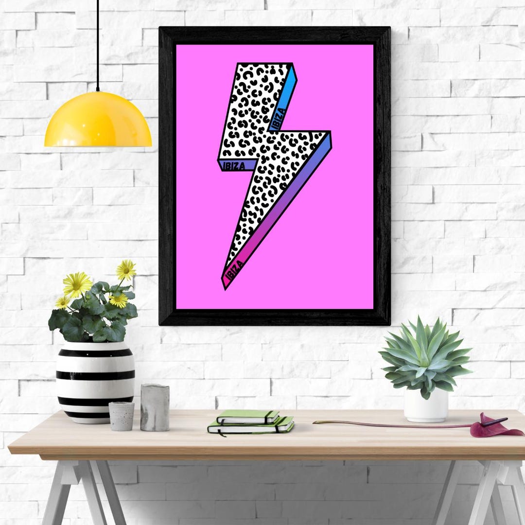 Ibiza Retro Lightning Bolt Print - A1, A2, A3 and A4 Sizes Available - Etsy