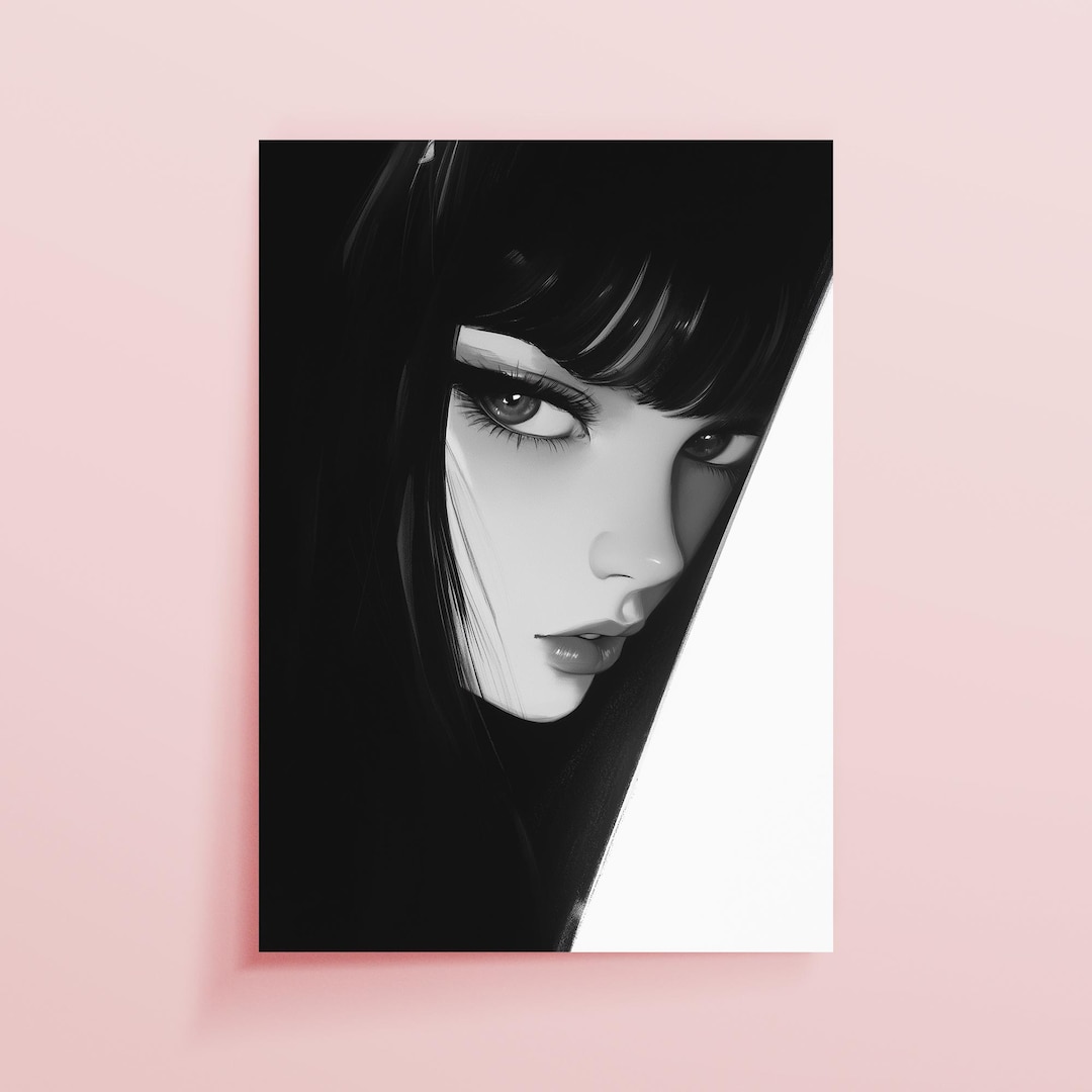 Anime Girl Poster, Modern Anime Art Print, Minimalist Japanese Wall Art ...