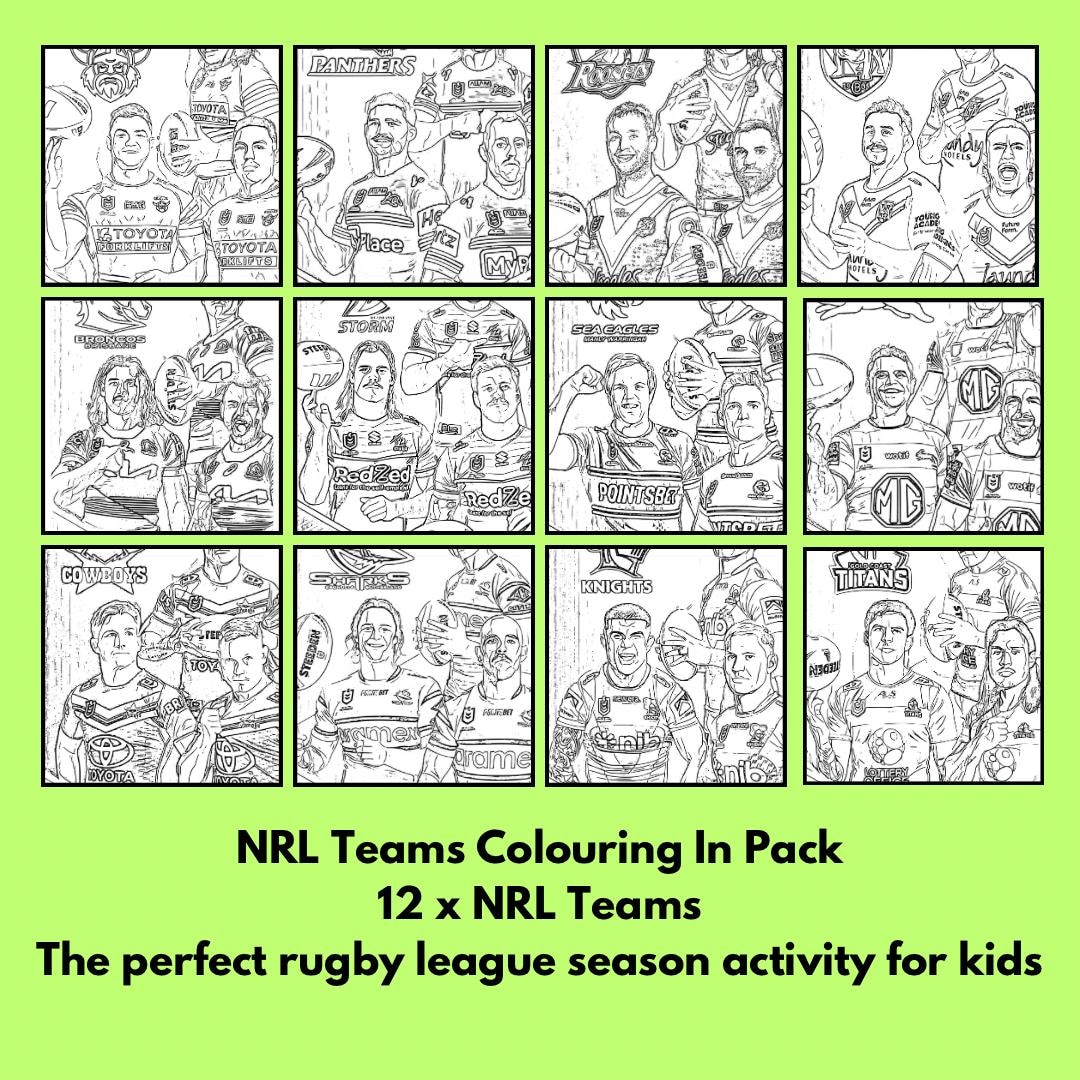 NRL Rugby League Colouring Pages // Kids Colouring in Activity ...