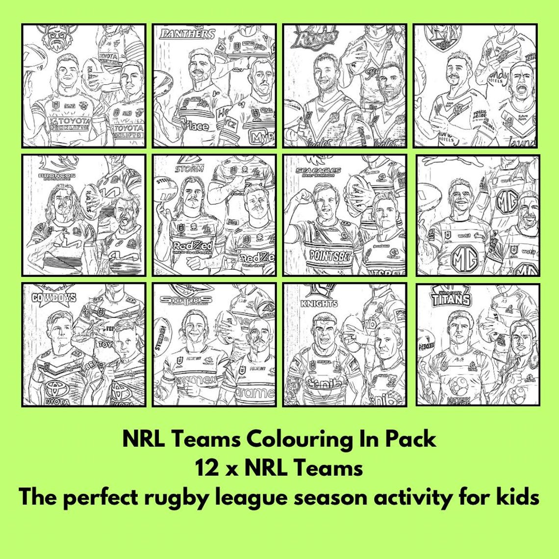 NRL Rugby League Colouring Pages // Kids Colouring in Activity ...