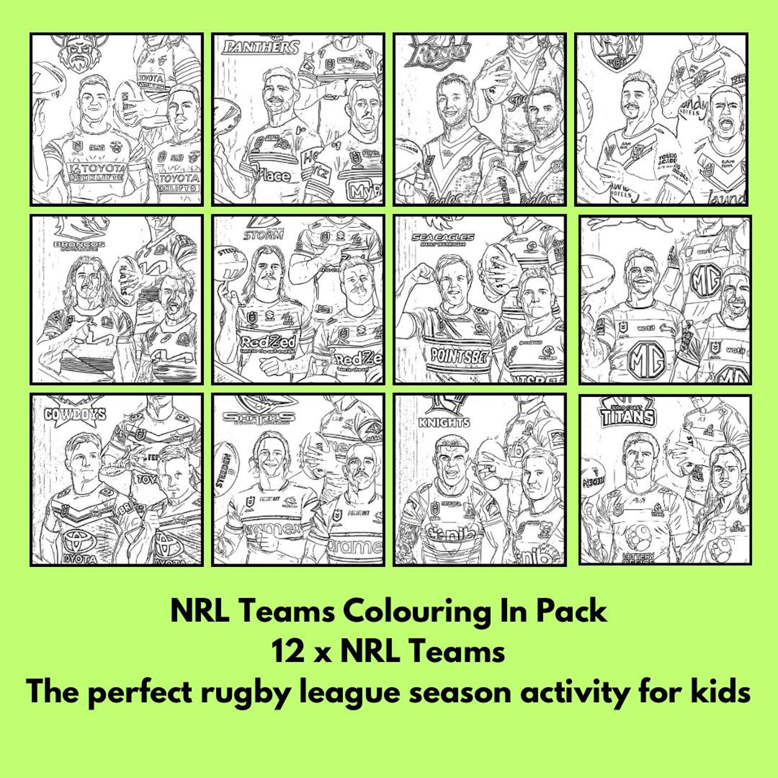 NRL Rugby League Colouring Pages // Kids Colouring in Activity ...
