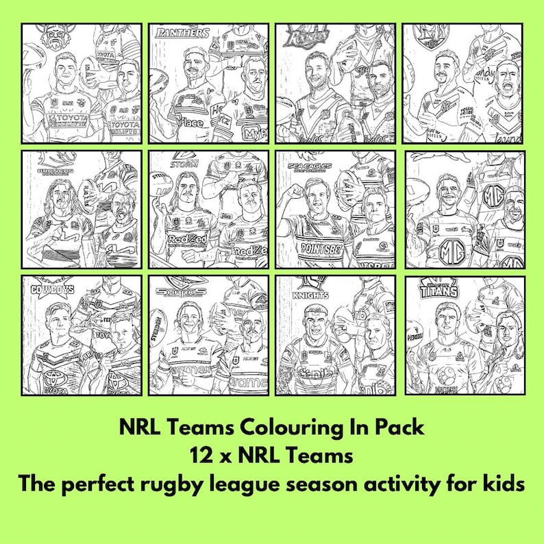 NRL Rugby League Colouring Pages // Kids Colouring in Activity ...