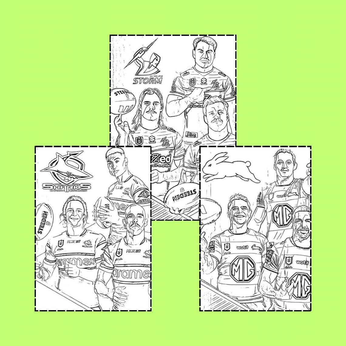 NRL Rugby League Colouring Pages // Kids Colouring in Activity ...