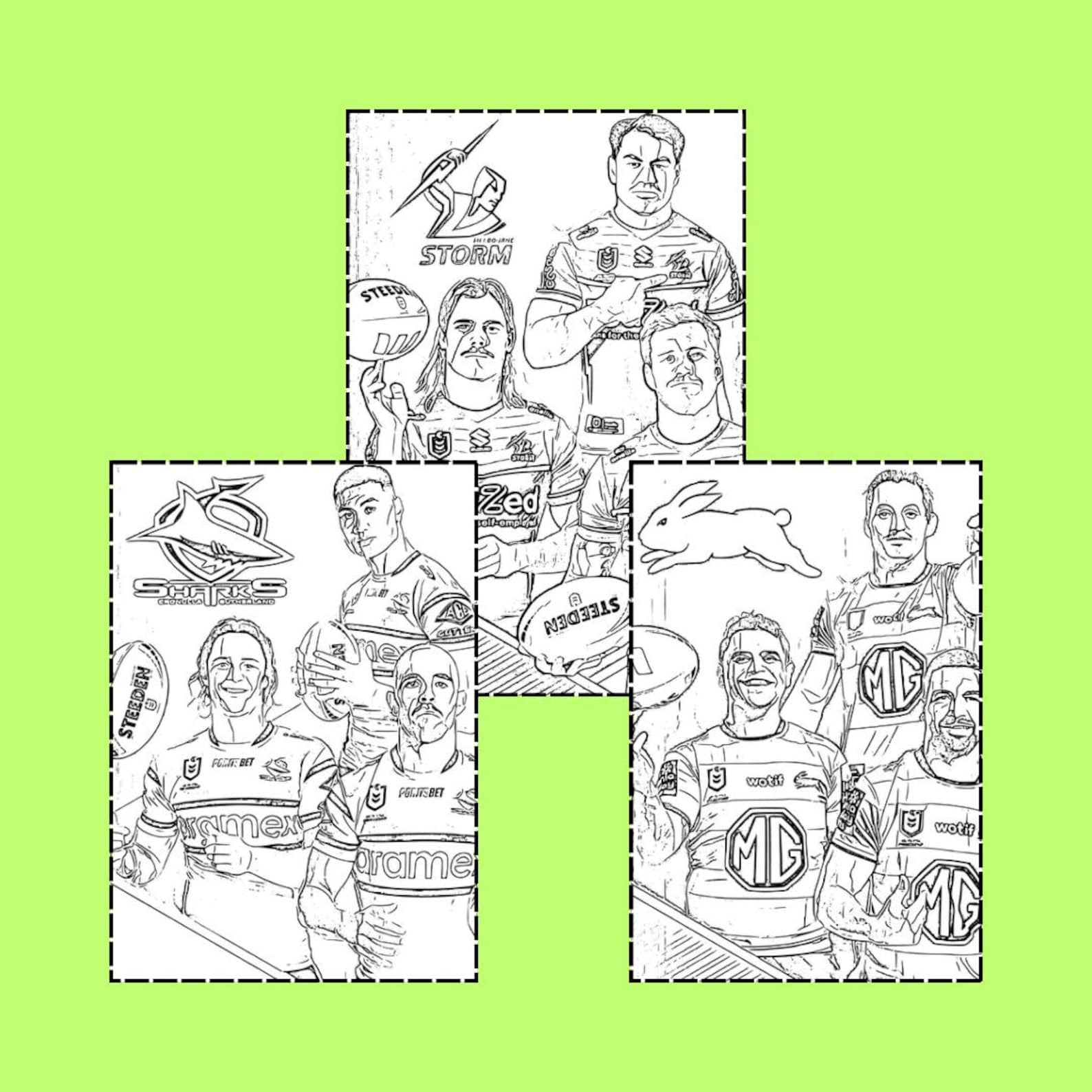 NRL Rugby League Colouring Pages // Kids Colouring in Activity ...