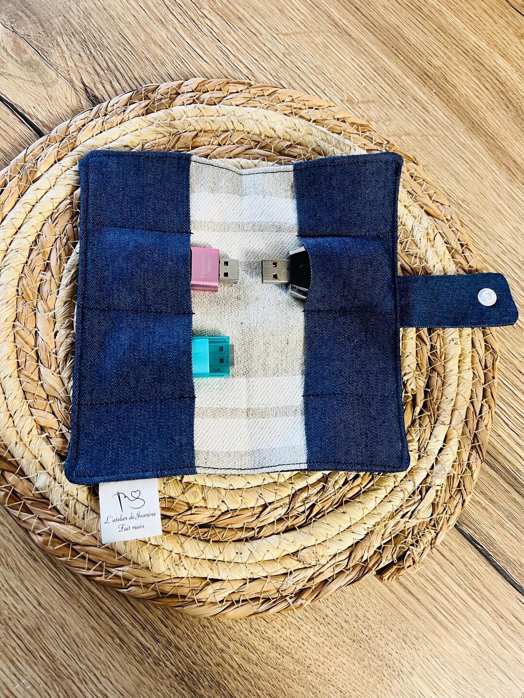 Recycled Denim USB Pouch - USB Key Storage Case - Handmade in France ...