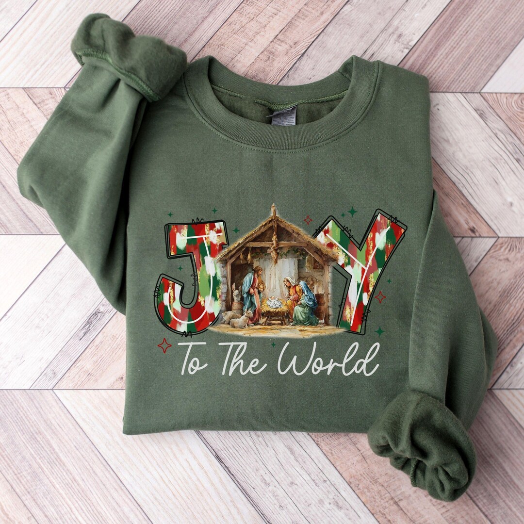 Joy to the World Nativity Sweatshirt, Christian Christmas Sweater ...