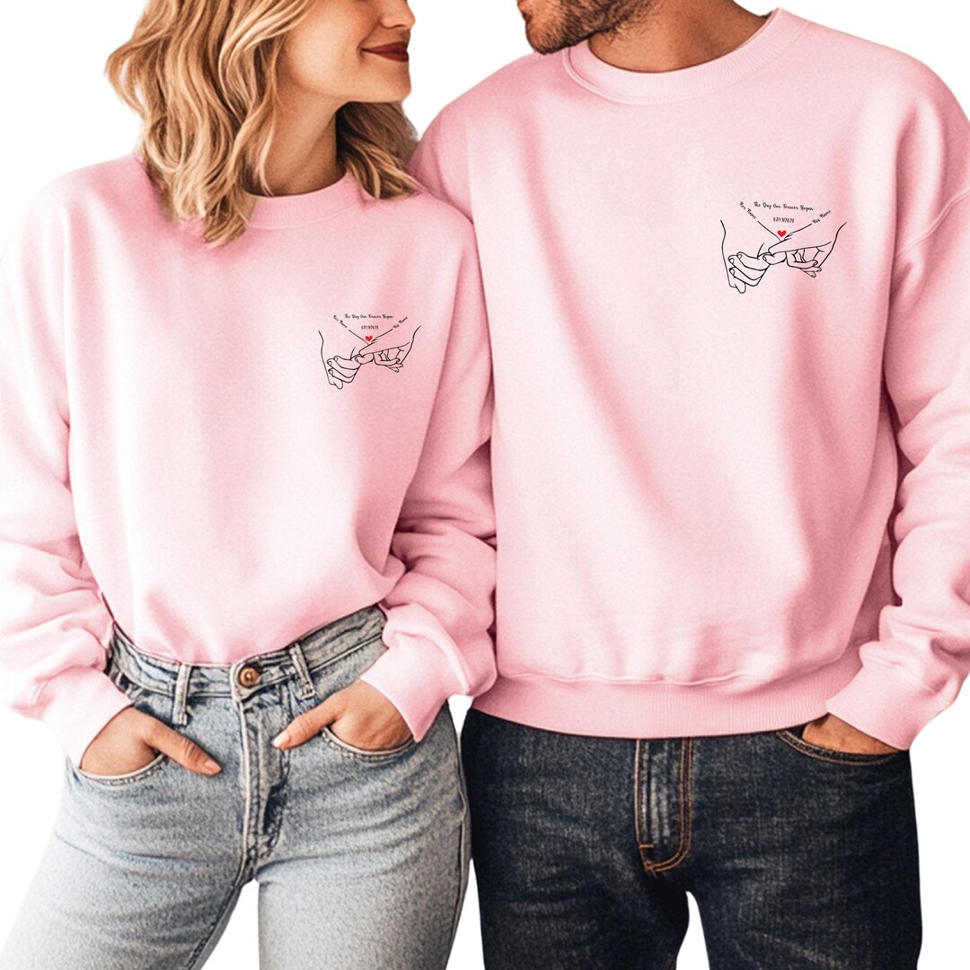 Custom His Name Her Name Sweatshirt, Personalized Matching Couples ...