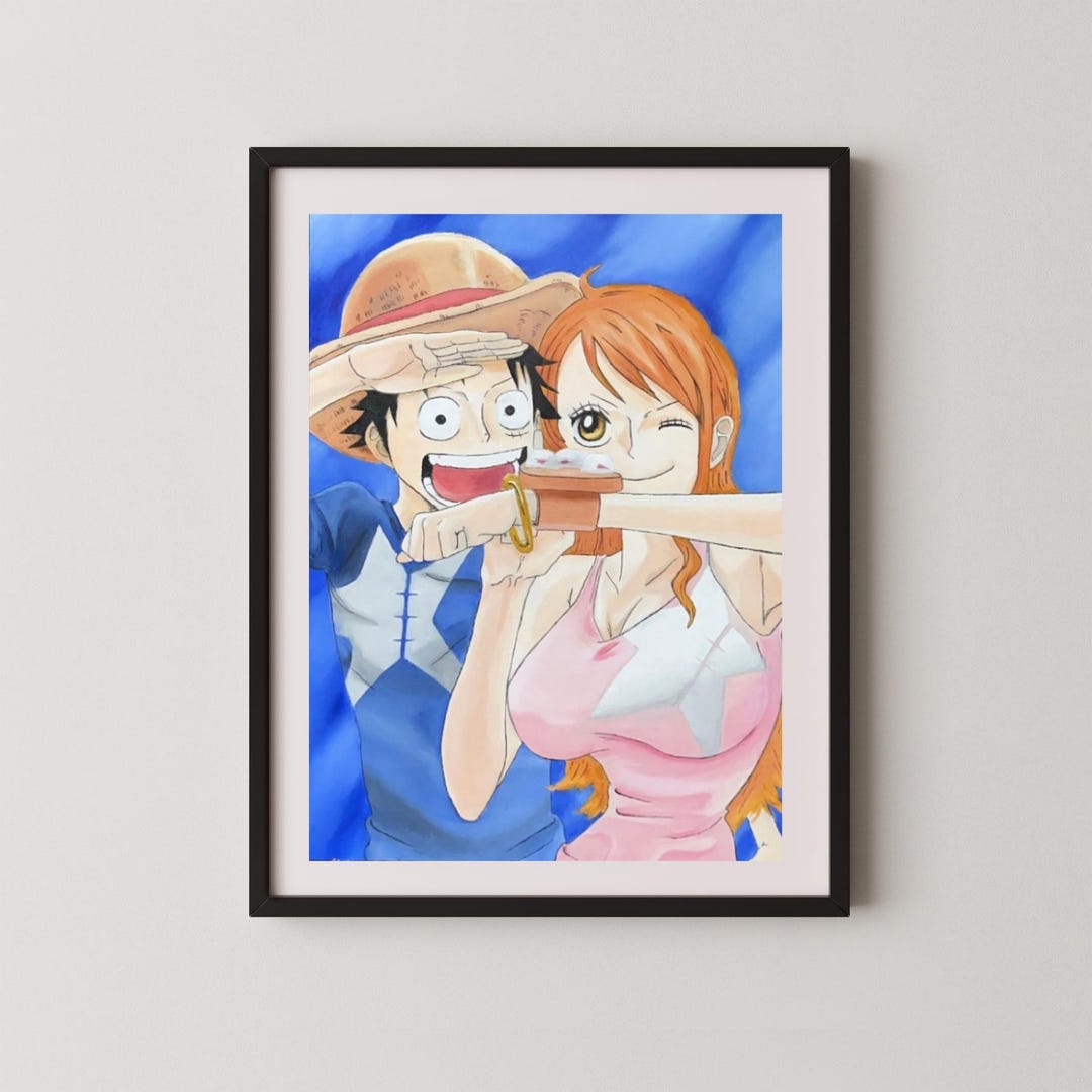 Luffy and Nami One Piece Poster Print | Hand Drawn Anime Wall Art ...
