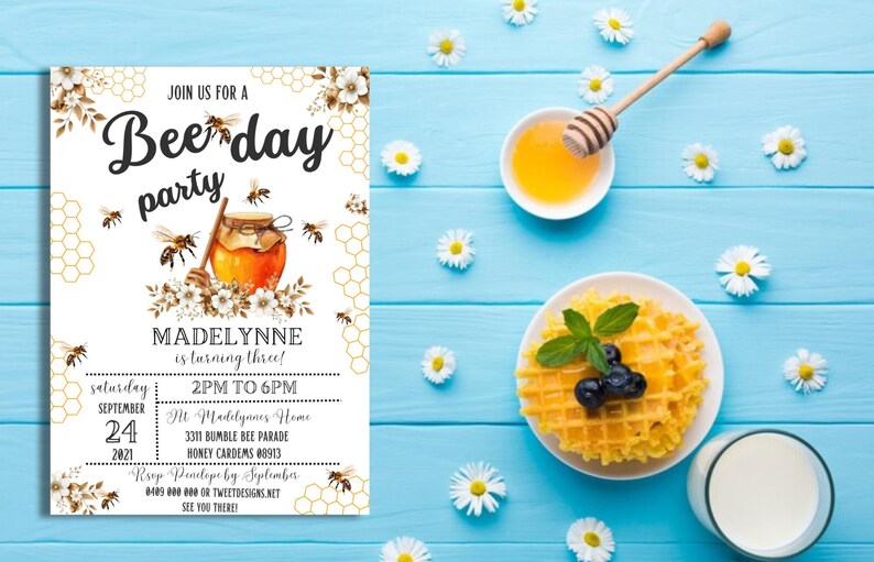 Bee Birthday Invitation Template | Editable Bee Party Invite ...