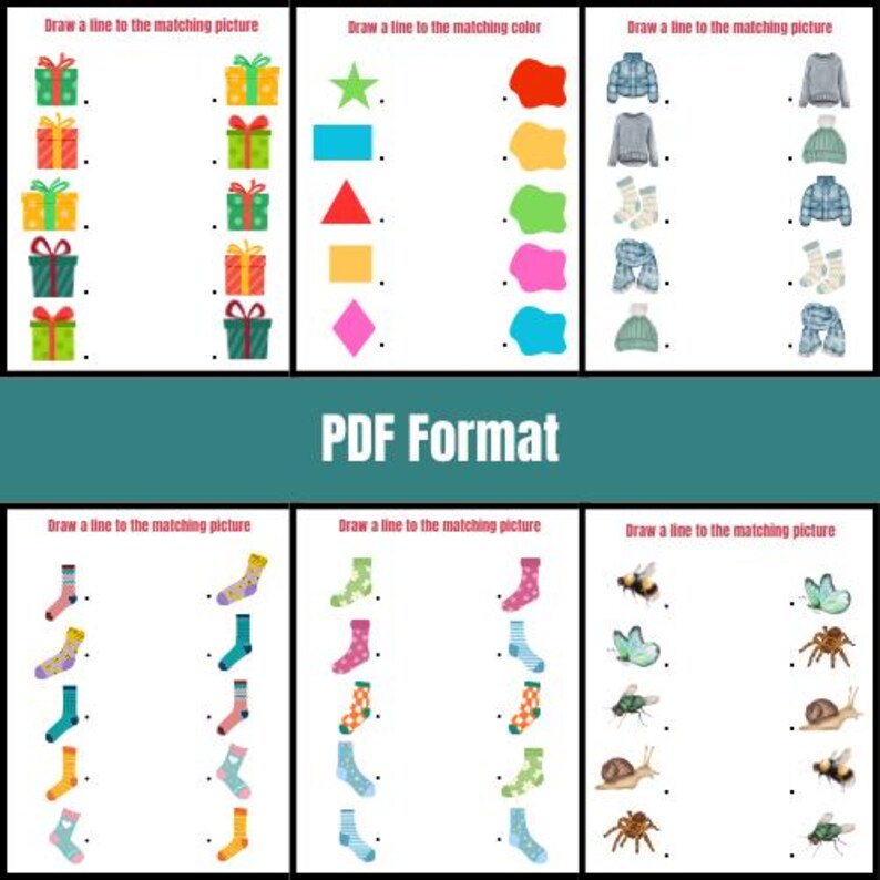 Printable Matching Worksheets, Match the Picture, Kindergarten ...