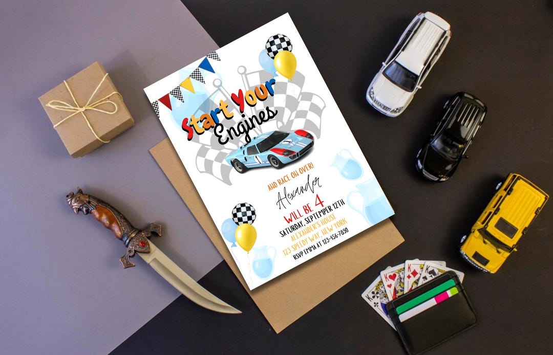 Editable Racing Car Birthday Invitation – Personalized Race Car Party ...