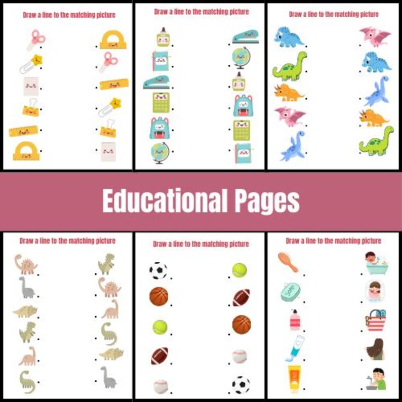 Printable Matching Worksheets, Match the Picture, Kindergarten ...